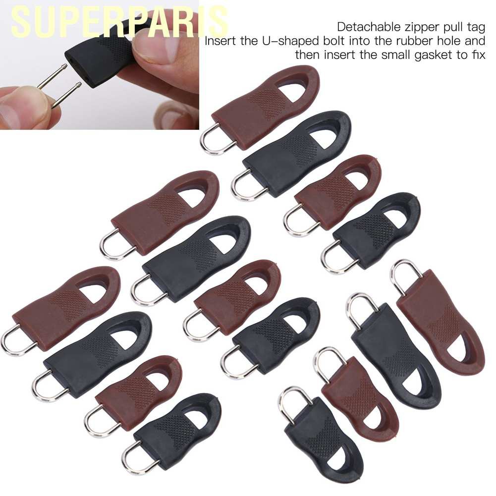Superparis Detachable Zipper Pull Tag Kit Rubber Fixer Puller Tab Bag ...