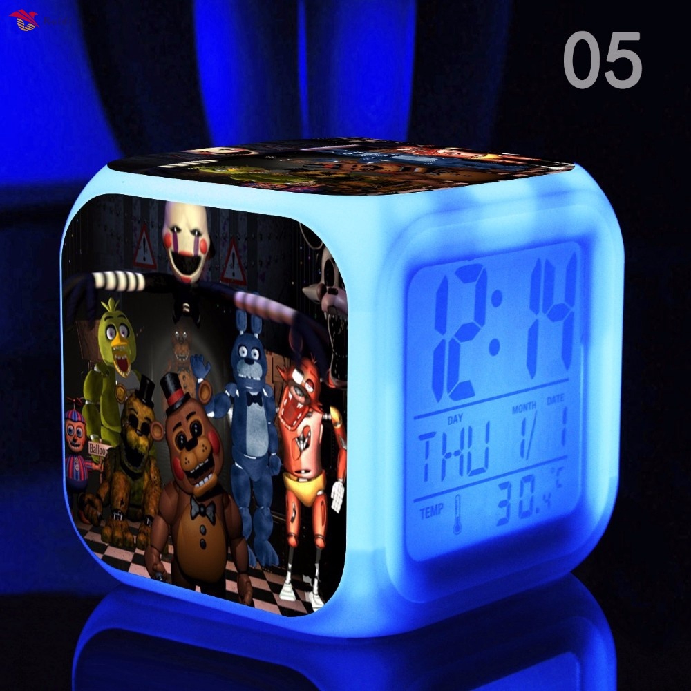 Cartoon Alarm Clock Toys Game Colorful LED Clocks Night Light Kids ...