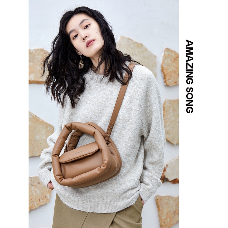 AmazingSong Soft Puffy Bag Genuine Leather New Trendy Vintage Handbag ...
