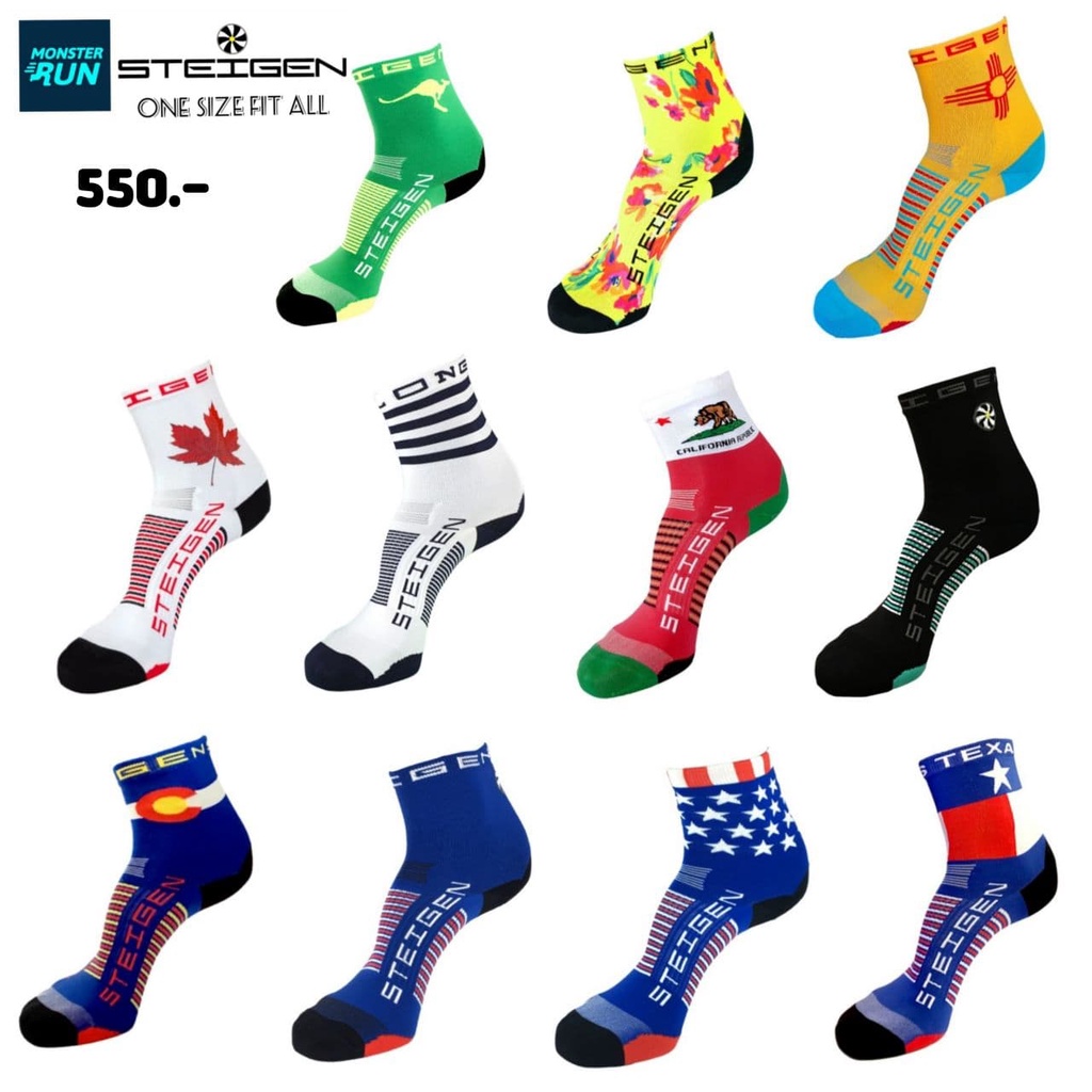 ถุงเท้าวิ่ง STEIGEN HALF LENGTH SOCKS 1/2 ONE SIZE FIT ALL | Shopee ...