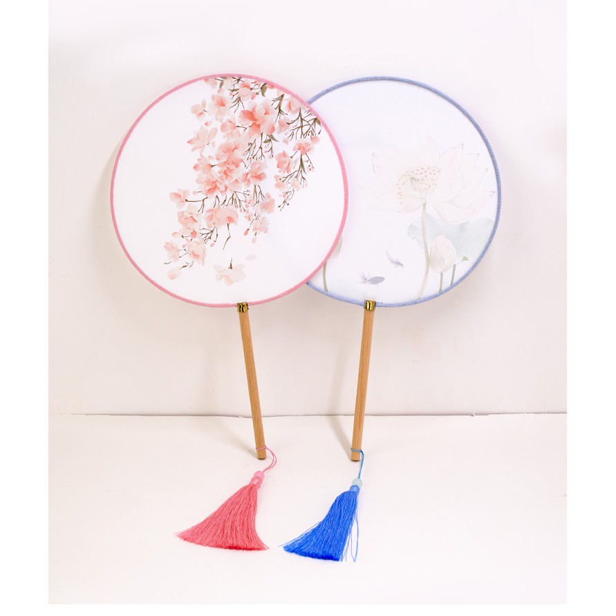 Antique Fan Chinese Style Handmade Chinese Hanfu Palace Round Fan qoB3 ...