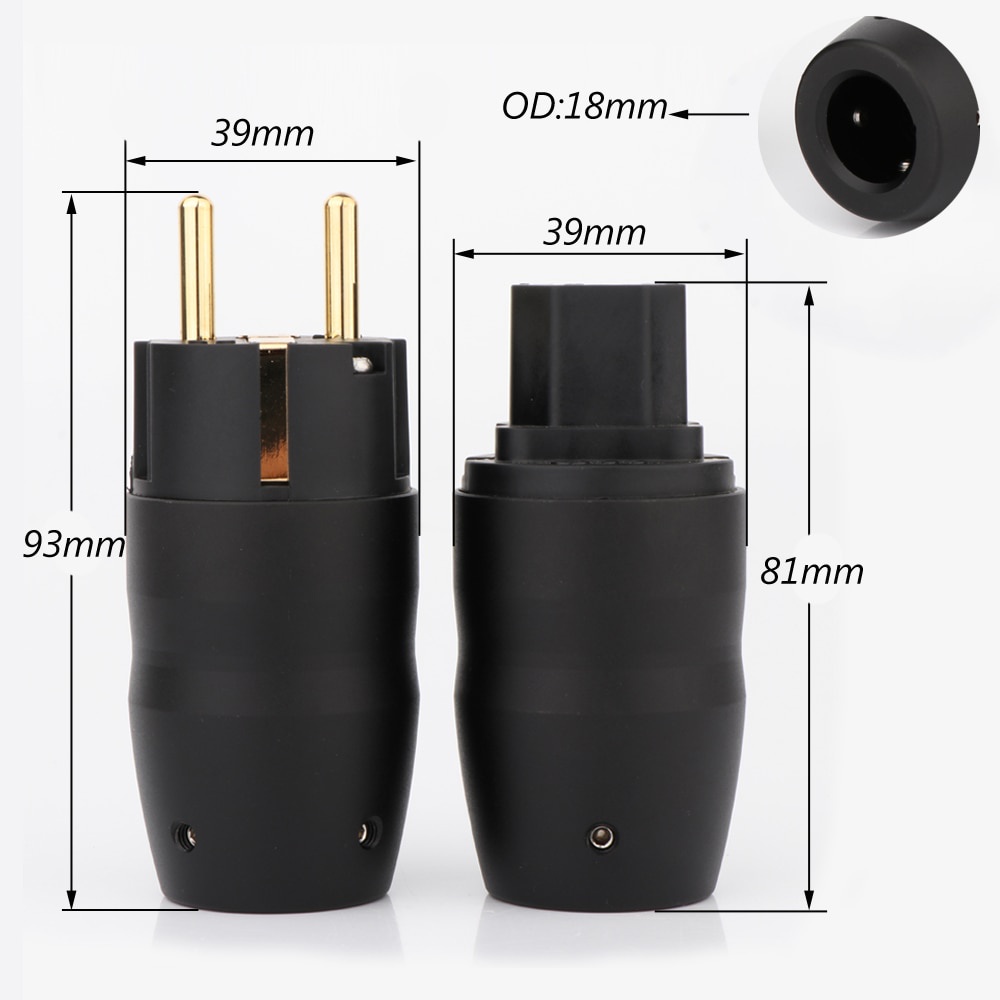 ใหม่ Preffair P091 ปลั๊กไฟอลูมิเนียมชุบทอง 24K ชุบโรเดียม hifi IEC ตัวเมีย ปลั๊ก EU Schuko ...