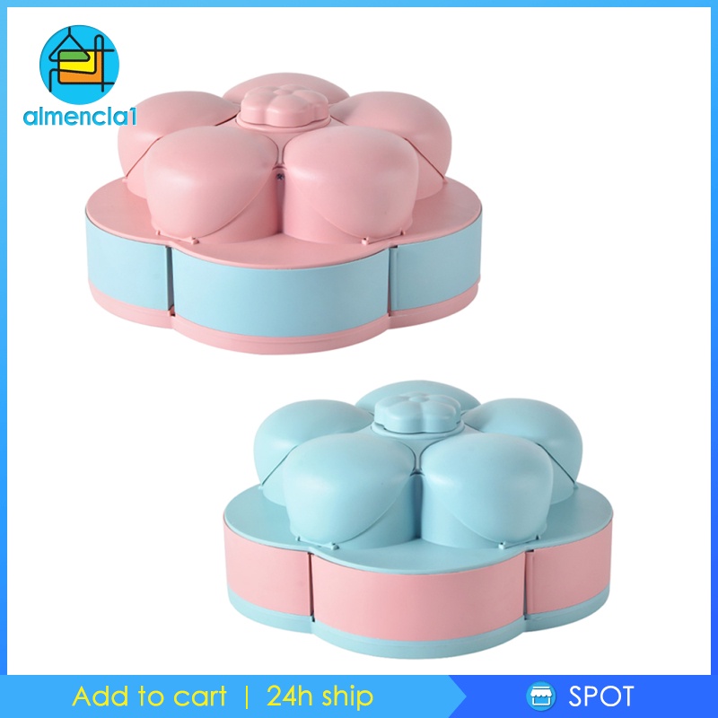 [ALMENCLA1] Bloom Rotating Candy Box 2 Layer Snack Nut Plate Plastic ...