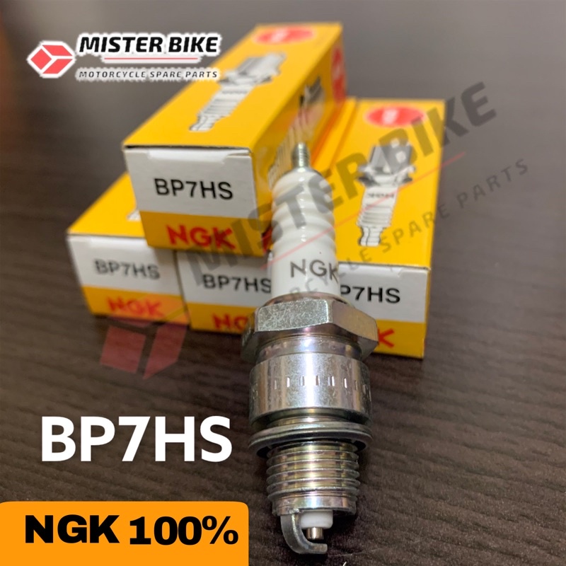 หัวเทียนเอ็นจีเค NGK แท้ BP7HS เกลียวสั้น ใส่รถ RC100, Y80, Y100, Bell ...