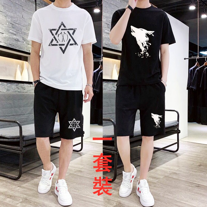 M - 5 Xl ชุดเสื้อแขนสั้นกางเกงขาสั้นสําหรับผู้ชาย M - 5 Xl - linruixiong.th - ThaiPick