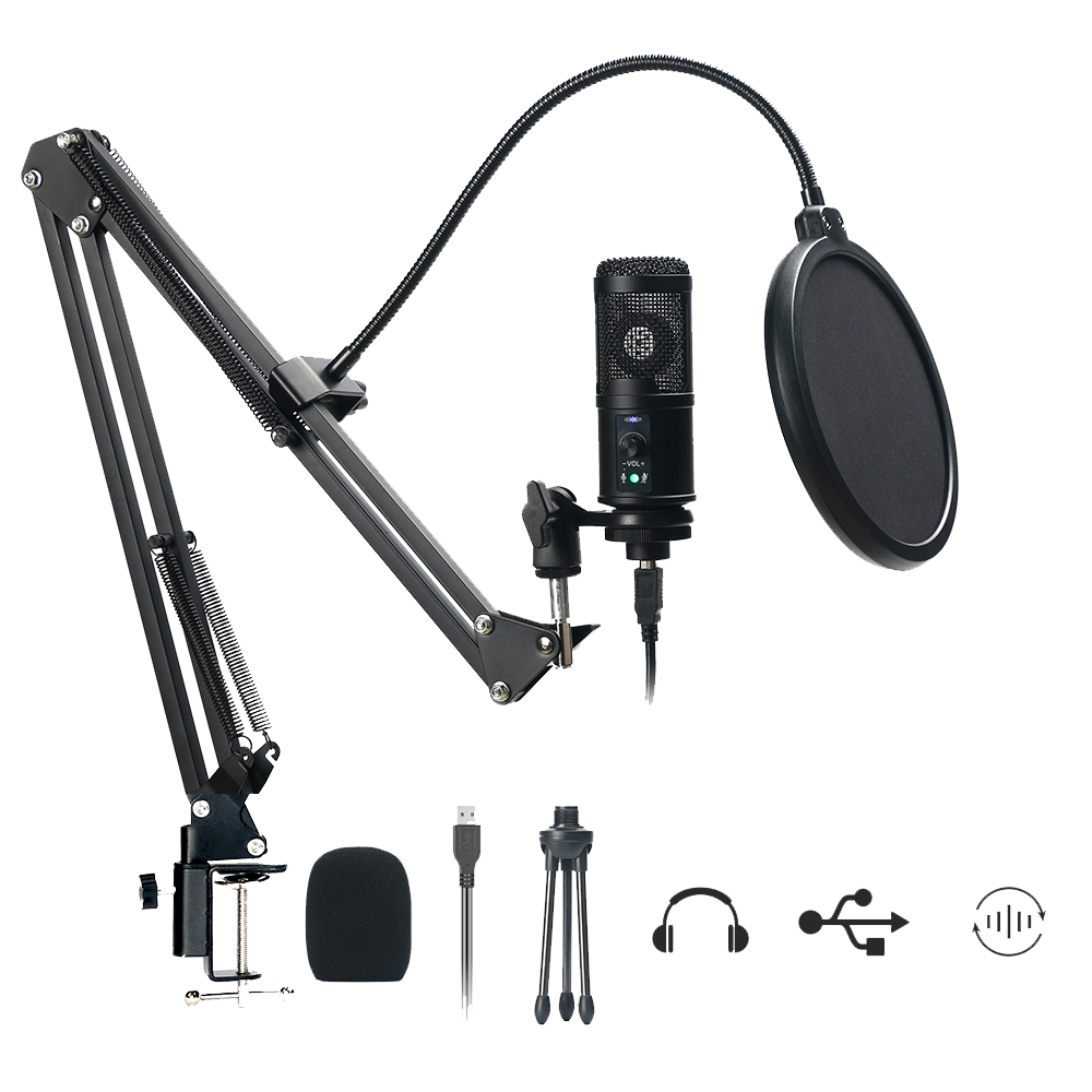 USB condenser studio recording boom microphone mic for laptop pc ...
