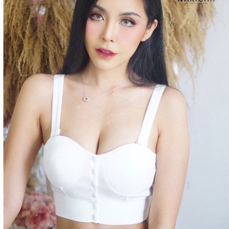 CropBra Narichiiของแท้ ครอปบรารุ่นกระดุมหน้า ใส่แทนเสื้อใน ไร้โครง เก็บเนื้อล้นใต้รักแร้ ปีกหลัง ...