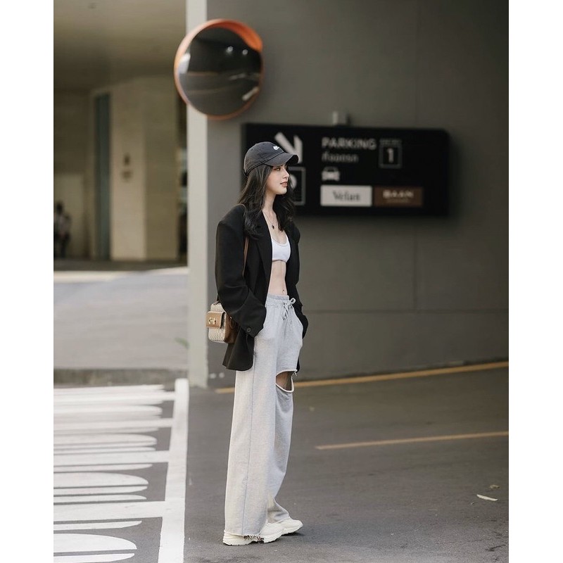 กางเกงวอร์มขายาว เอวสูง แบบใหม่ดาวิกา - boobook.stores - ThaiPick