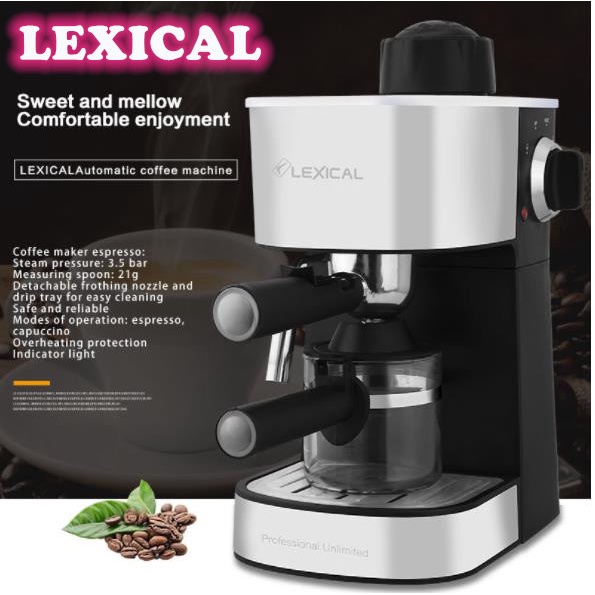 LEXICAL เครื่องชงกาแฟเอสเปรสโซ Coffee Machine 15 บาร์ เครื่องตีฟองนมแบบปรับได้ แท้งค์น้ำแบบถอด ...