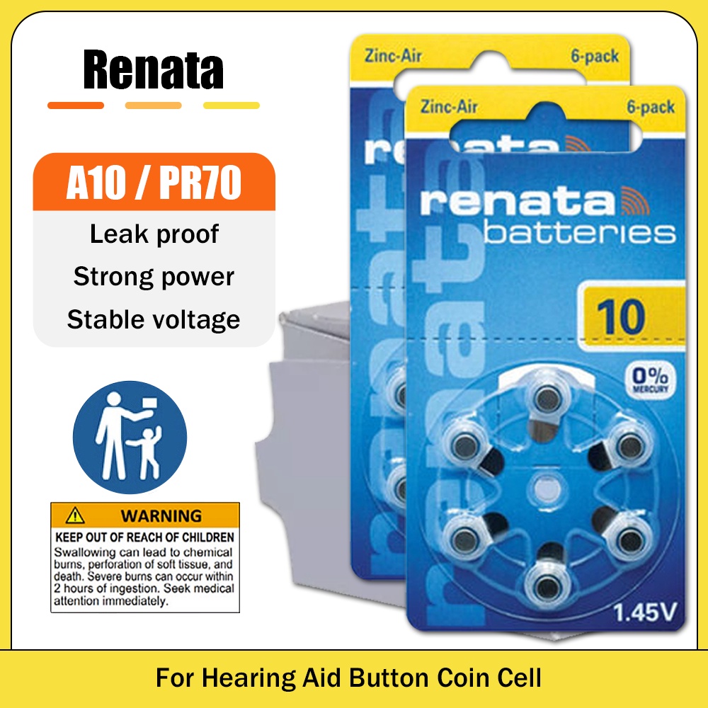 30Packs 180PCS 1.45V Original RENATA ZA10 PR70 10A A10 ZA 10 Zinc Air ...
