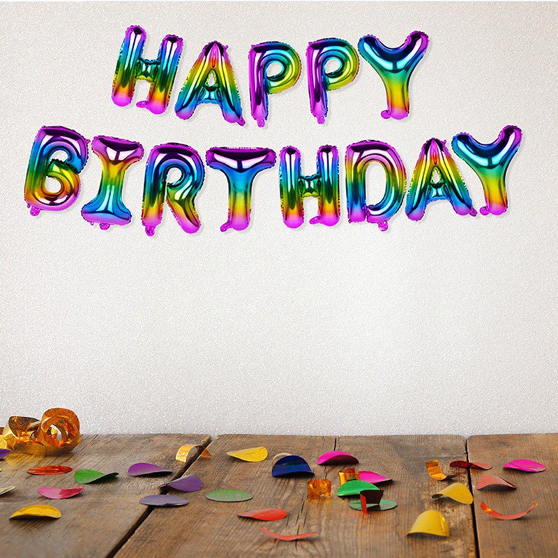 √ 【In stock】-Aluminum Foil "Happy Birthday" Letter Balloon Set 16 Inch ...