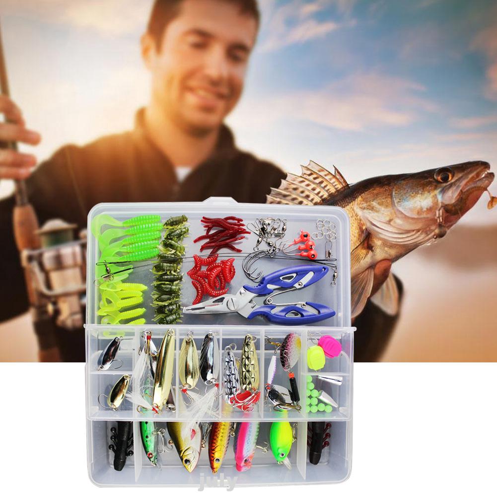 101pcs Hard Soft Mixed Outdoor Hooks Portable Tackle With Box Fishing ...