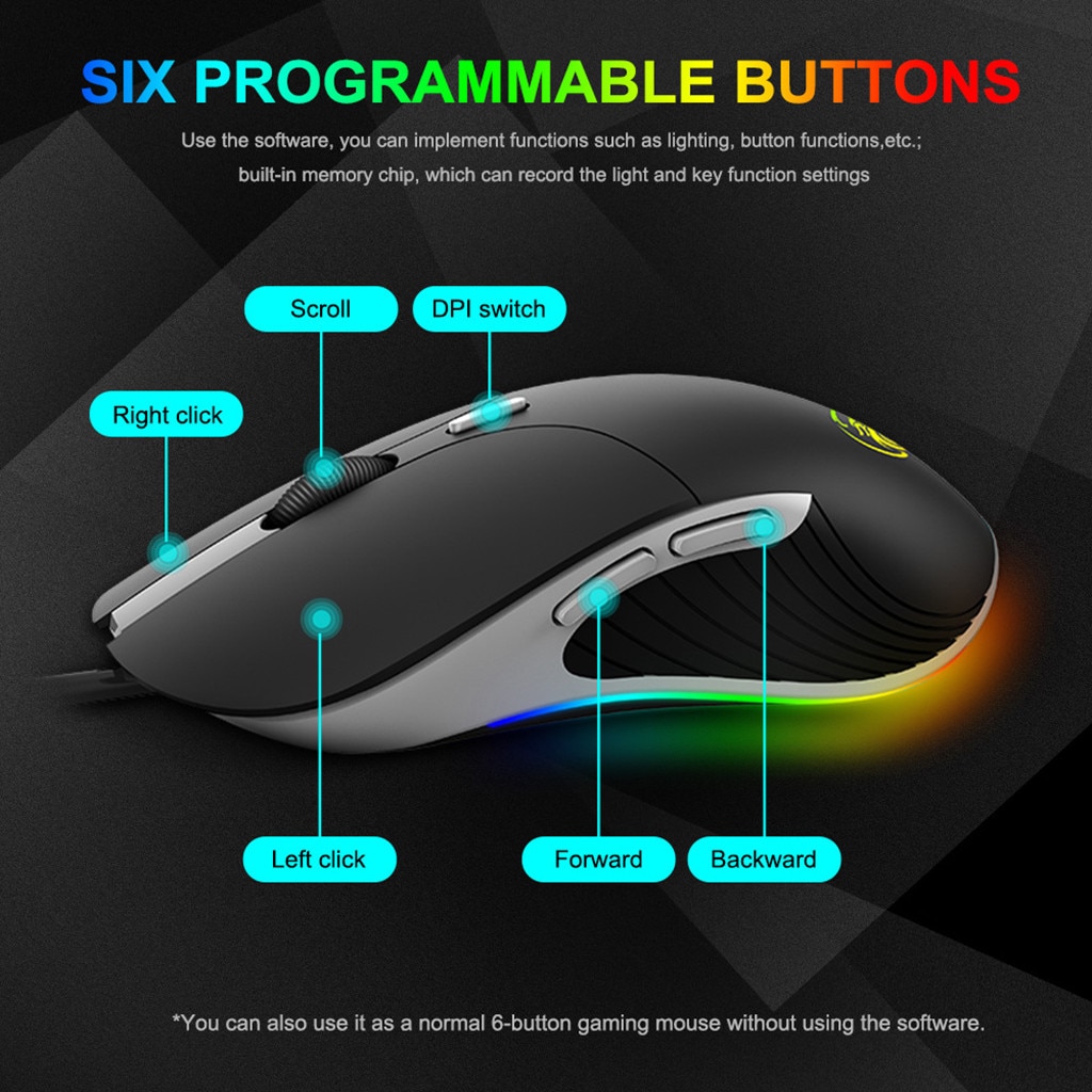 IMICE X6 6400DPI USB Wired Backlit Optical Mouse Ergonomic Game ...