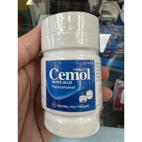 ((ส่งจากร้านยา))((ฟ้า-ขาว))Cemol พารา ฟ้า-ขาว 500 มก. 100 เม็ดพร้อมส่ง ...