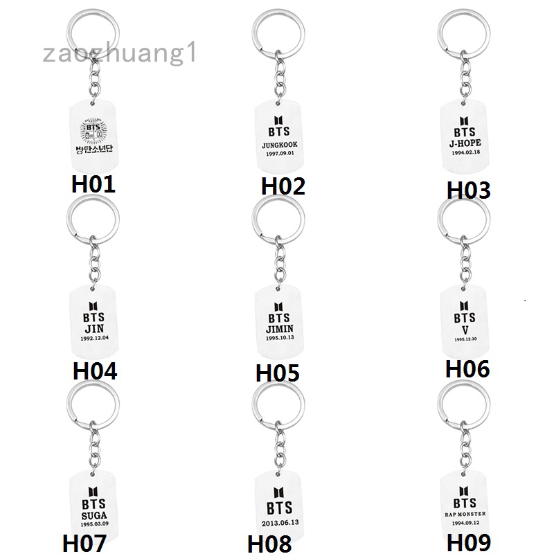 Zaozhuang1 Keychain KPOP BTS Stainless Steel Keychain Bangtan Boys Pendant Keyring JIMIN SUGA ...