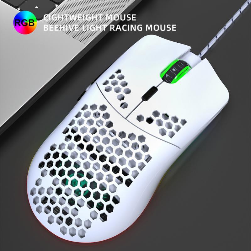 เมาส์ HXSJ J900 USB Wired Gaming Mouse With RGB Light Gamer Mouses With Six Adjustable DI ...