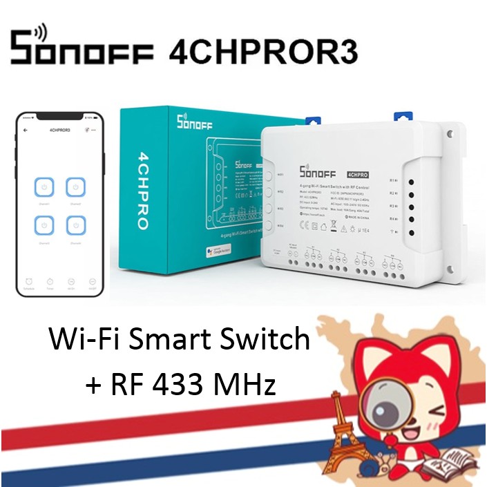 Sonoff 4CH Pro R2 R3 Ewelink สั่งงานผ่านมือถือ รีโมท RF 433 ...