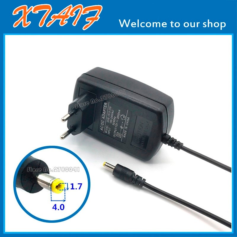 Dc ปลั๊ก EU US 12v 2a 4.01.7 มม. ac 100-240V สีดํา สําหรับชาร์จ dvd - highstore168.th - ThaiPick