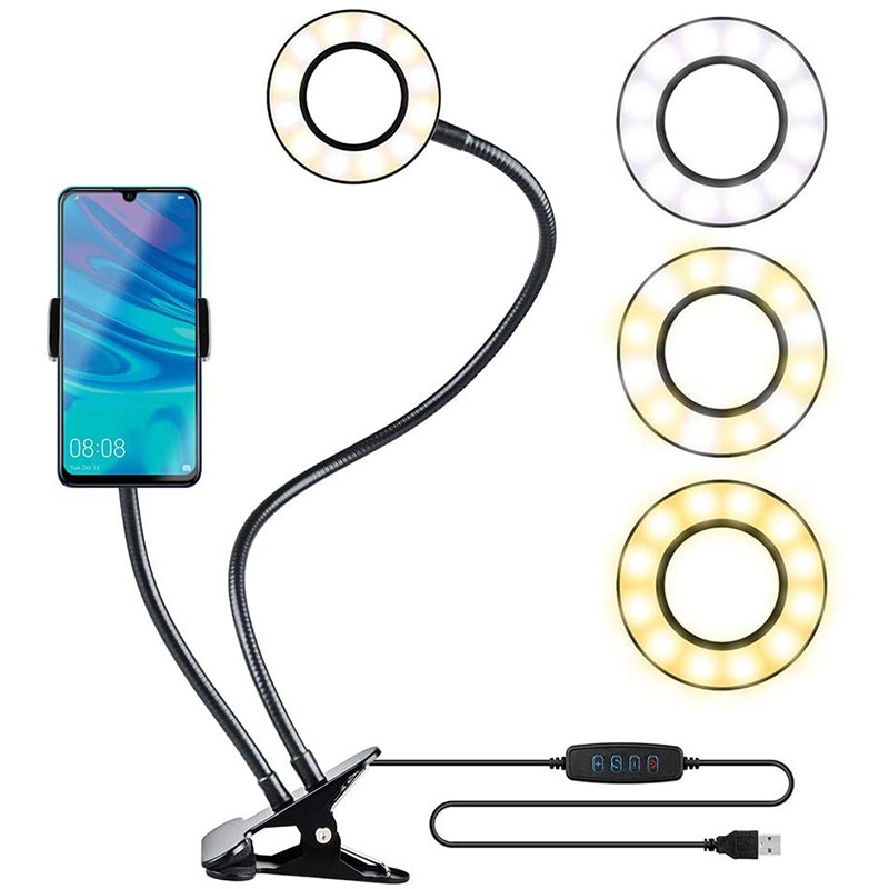Selfie Type Cell Phone Holder with Adjustable Three-Color LED Light ...