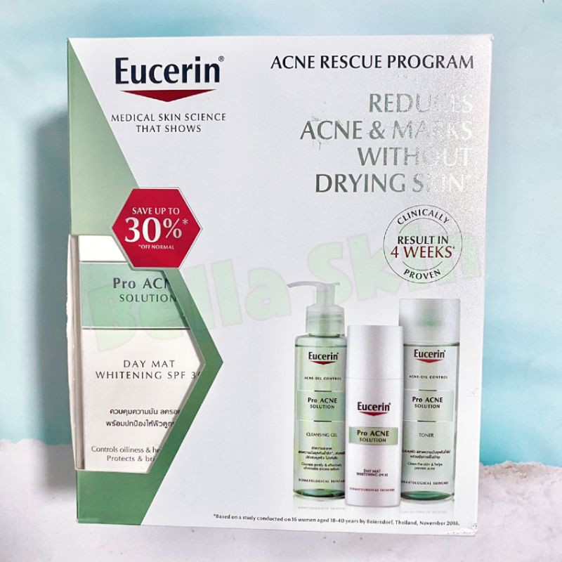 [Exp.2022] Eucerin pro acne gift set [cleansing gel + toner +Day matt ...