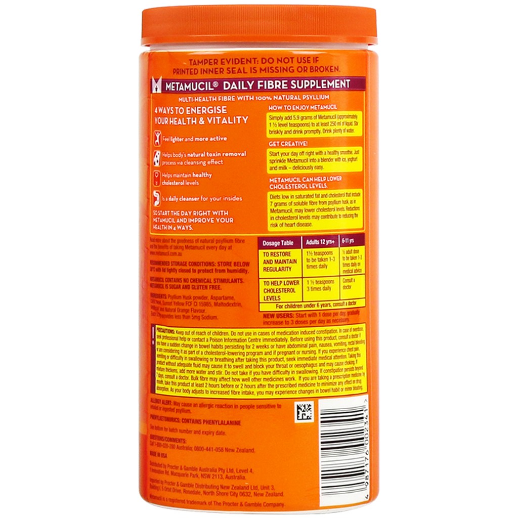 Metamucil Fibre Supplement Smooth Orange 114 Dose 673g - nanamall.th ...