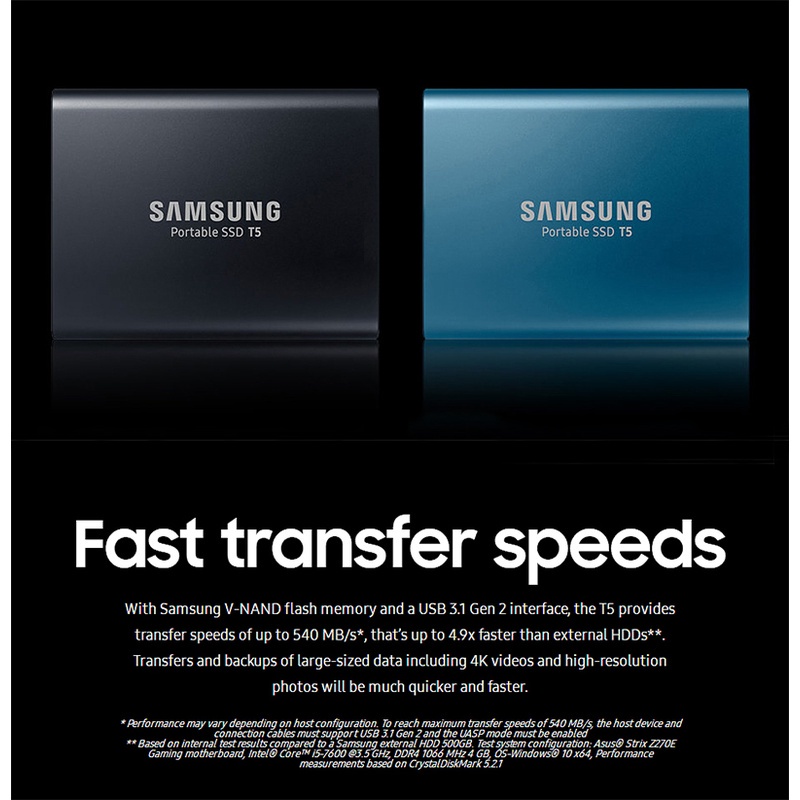 Original Samsung External SSD T5 USB3.1 USB3.0 500GB 1TB 2TB Hard Drive ...