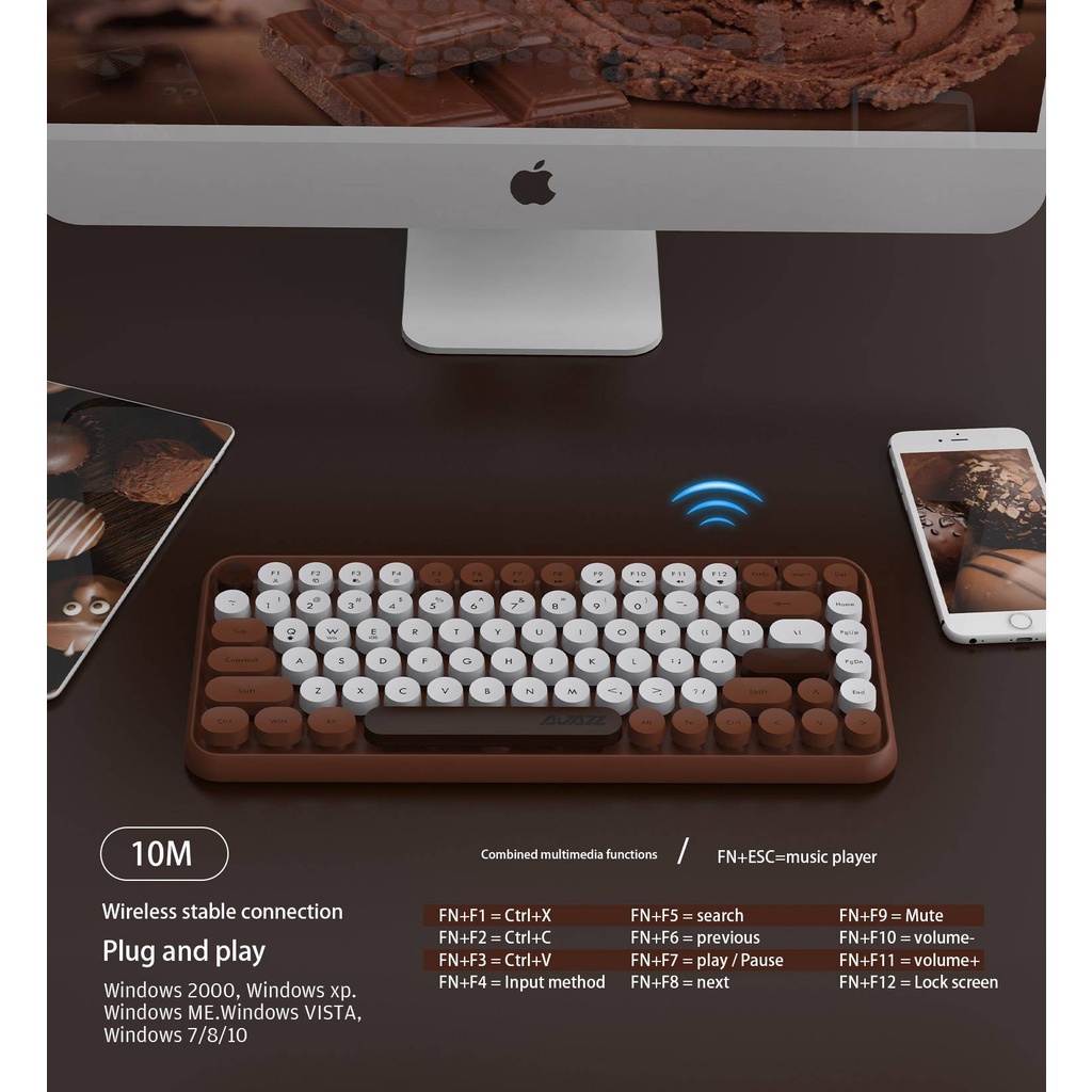 【พร้อมส่ง】คีย์บอร์ดไร้สาย Bt Ajazz 308I 84 คีย์สําหรับ Win/Ios/Android ...