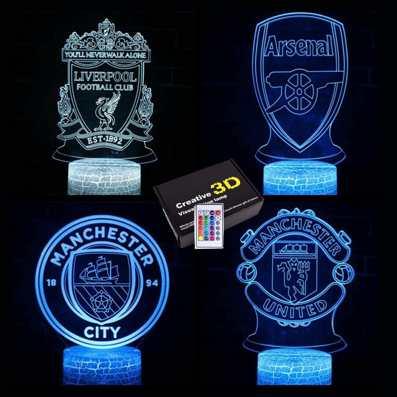 Football 3D Acrylic LED Night Light Illuminated USB Desk Lamp Remote ...