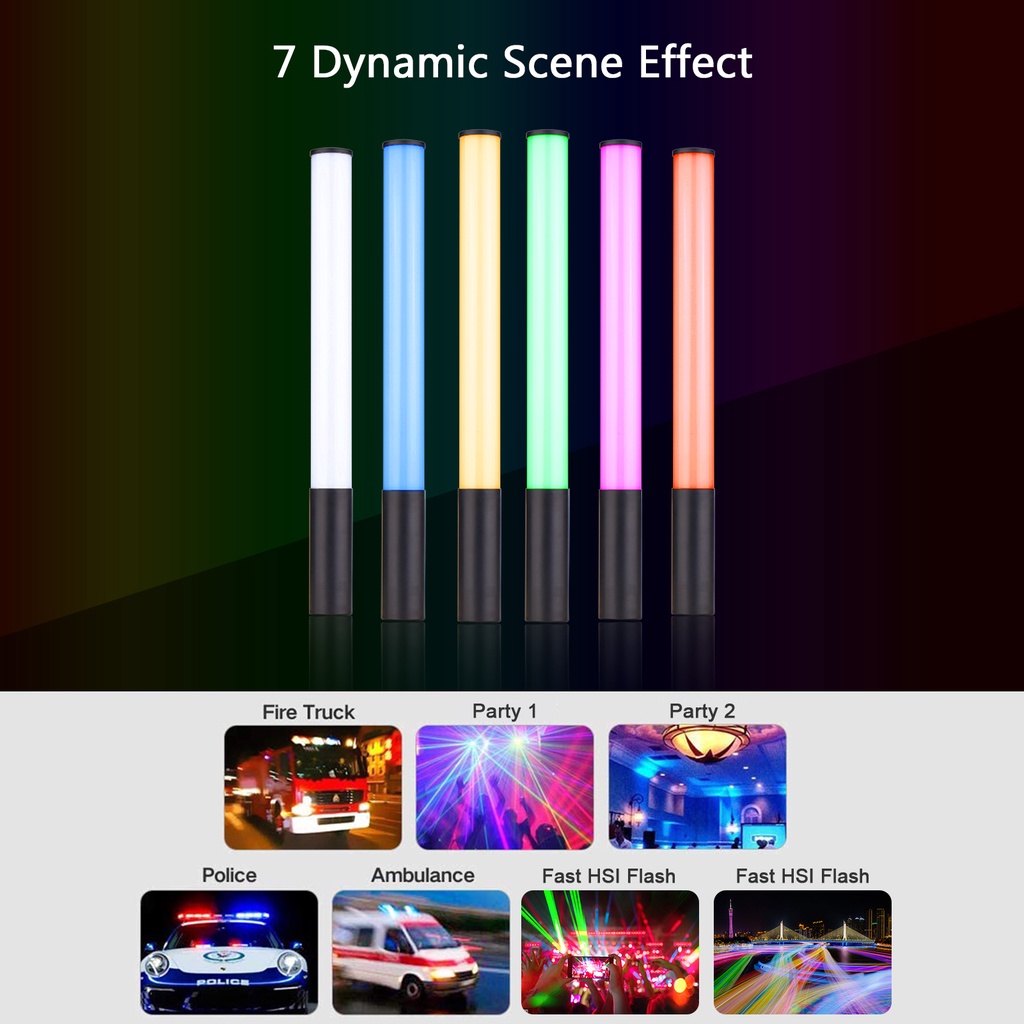 Handheld RGB Light Wand Stick Photography Video Lamp 2500K-9900K with 7 ...
