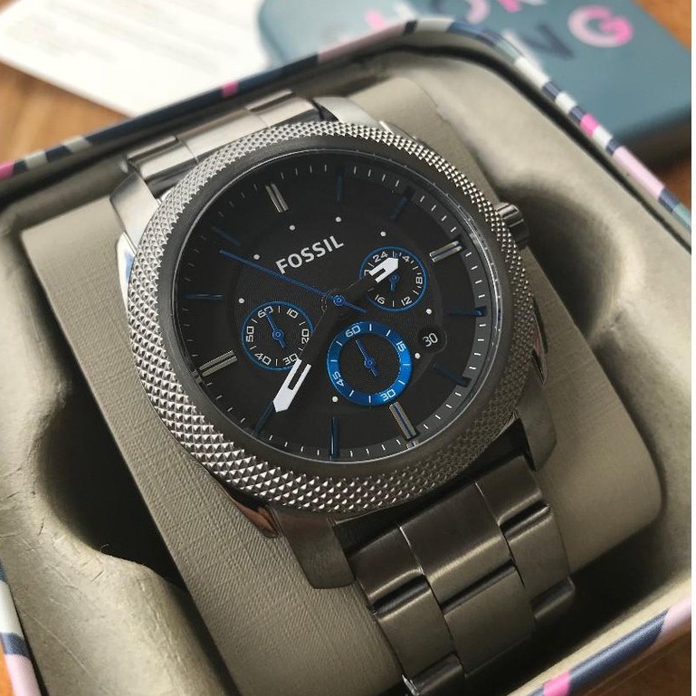 Original Fossil FS4931 Men's Chronograph Smoke Black Dial Stainless ...