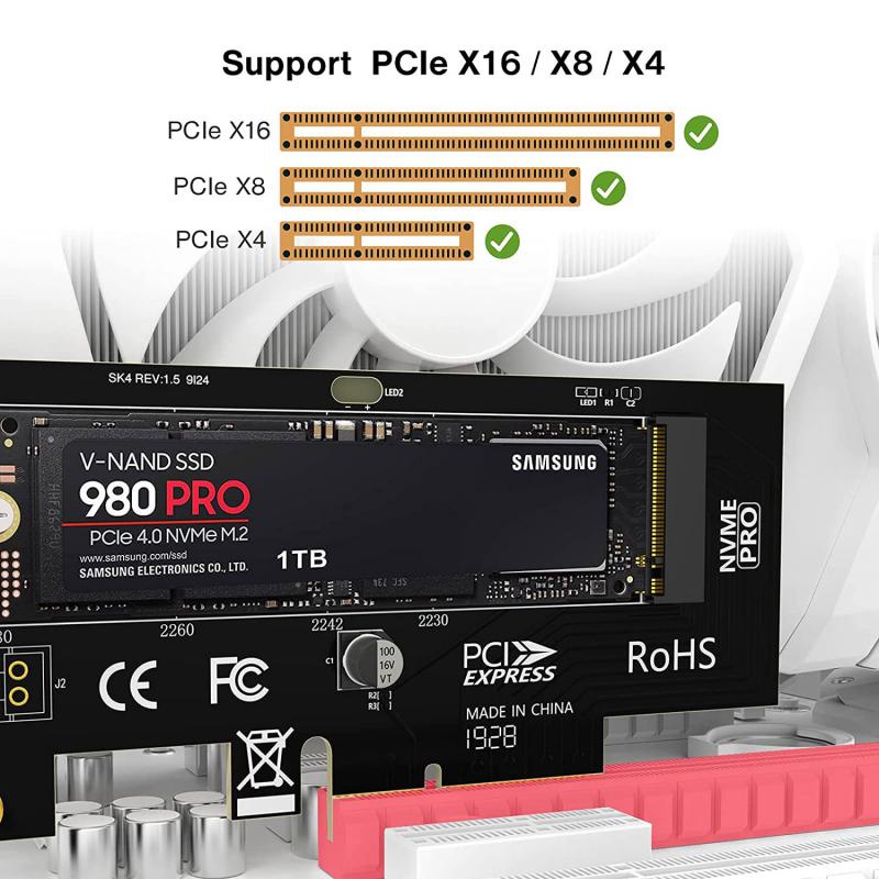 Zoerax อะแดปเตอร์การ์ดวิดีโอ NVME Pro M.2 NVME Pro SSD เป็น Pcie 4.0 ...