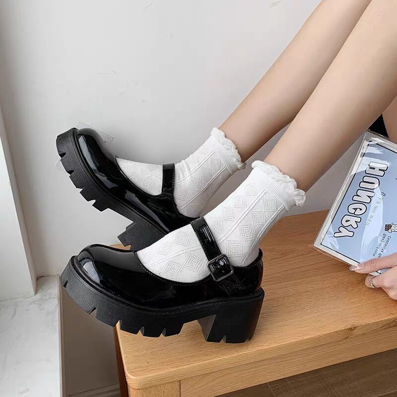 Mary Jane รองเท้าหนังขนาดเล็กน้องสาว retro ฟองน้ำเค้กหนา jk รองเท้าหญิง loli lolita LO ชุด ...