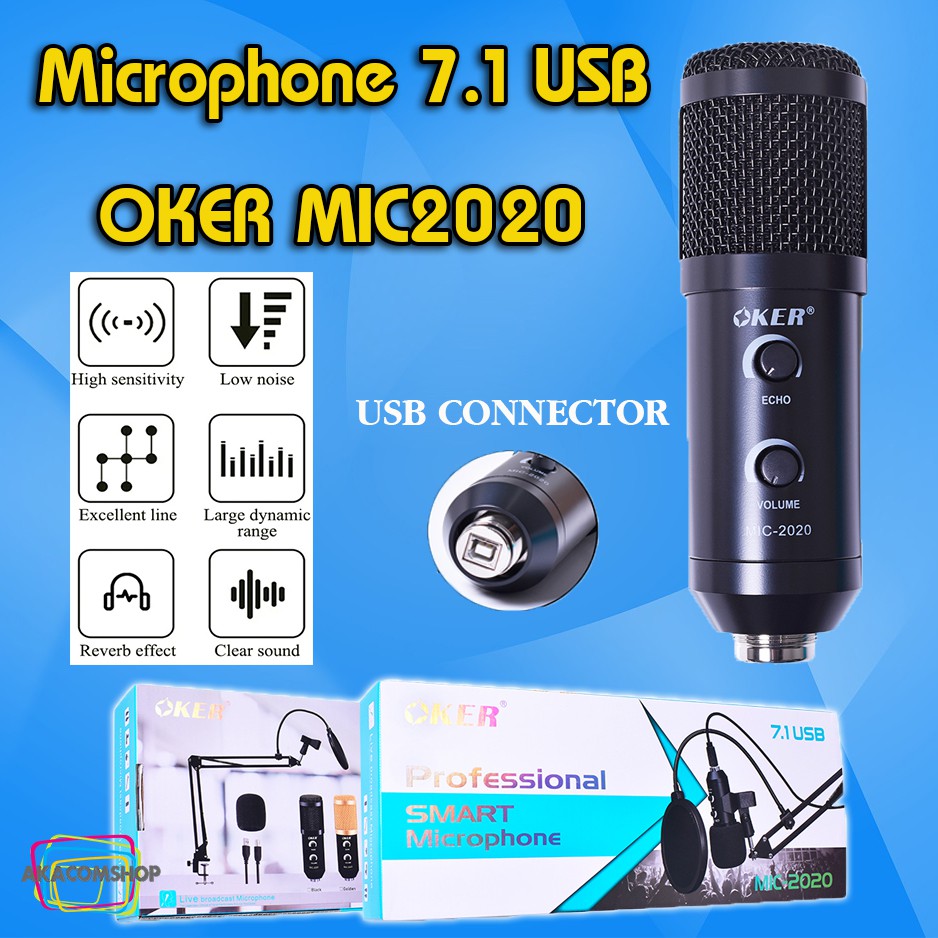 Mic Condenser ไมค์โครโฟน Usb 7.1 OKER MICROPHONE MIC-2020 | Shopee Thailand