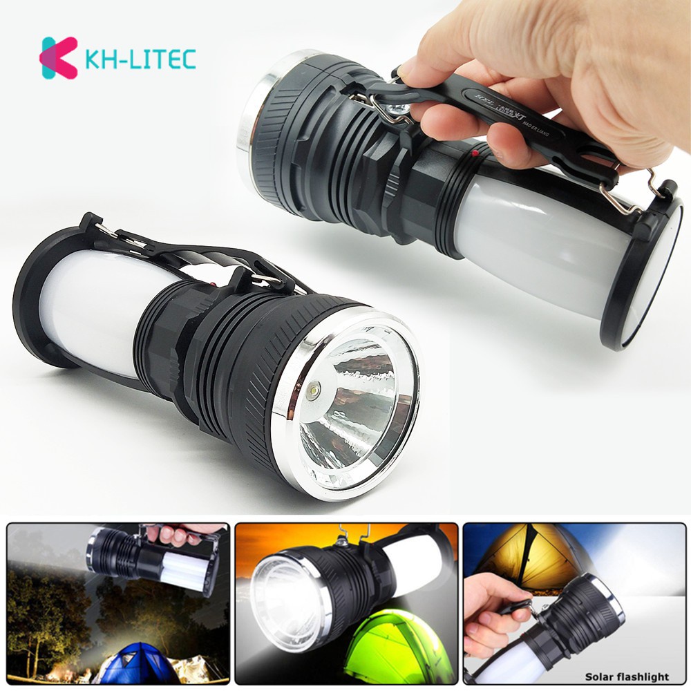 Solar Power Rechargeable Battery Waterproof LED Flashlight Outdoor ...