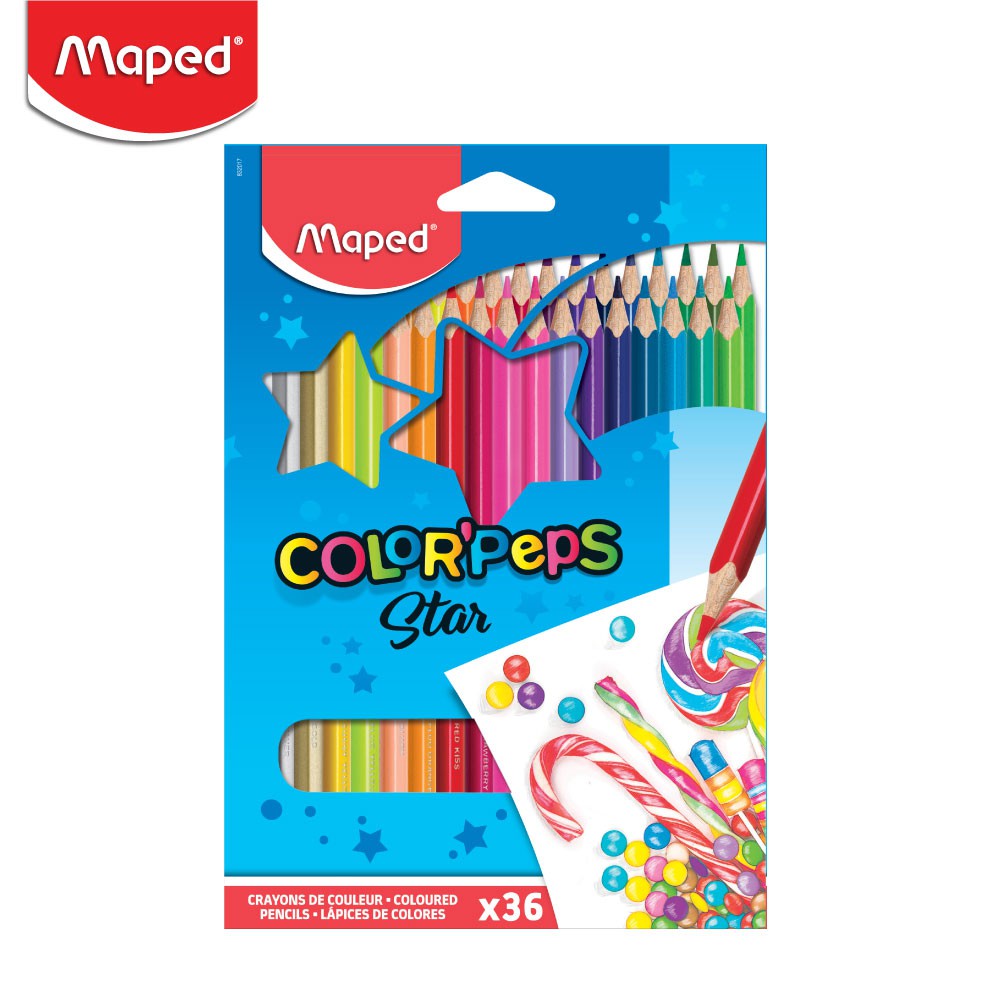 Maped (มาเพ็ด) สีไม้ 36 สี สีสันสดใส ด้ามจับสามเหลี่ยม จับถนัดมือ Maped ...