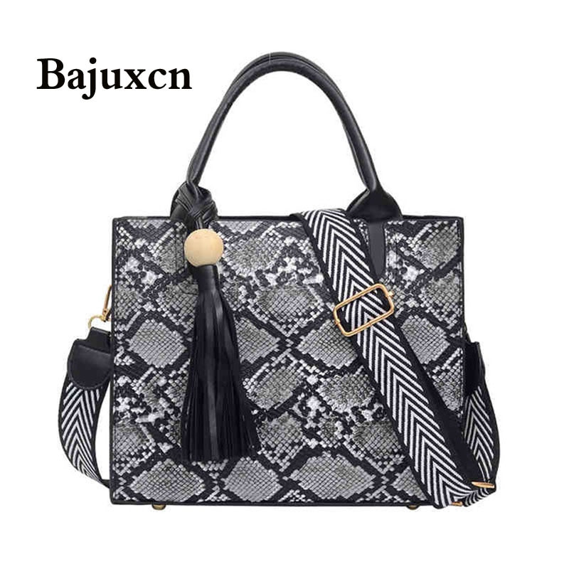 Female Fashion Snake Print Vintage PU Leather Crossbody Bags Women ...