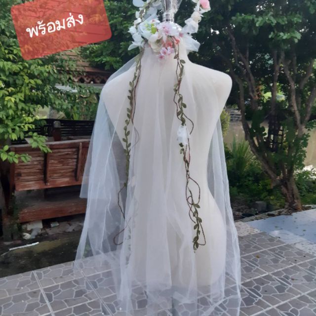 ผ้าคลุมผมเจ้าสาว veil 2 ชั้น ประดับมงกุฏดอกไม้ พร้อมส่ง - mom_for_mind ...