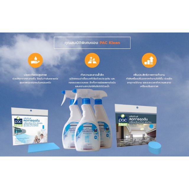 แถมฟรี 1 ชิ้น PAC KLEAN แผ่นละลายเมือกในถาดน้ำทิ้งแอร์แบบติดผนัง (3ซองแพ็ค) - packlean - ThaiPick
