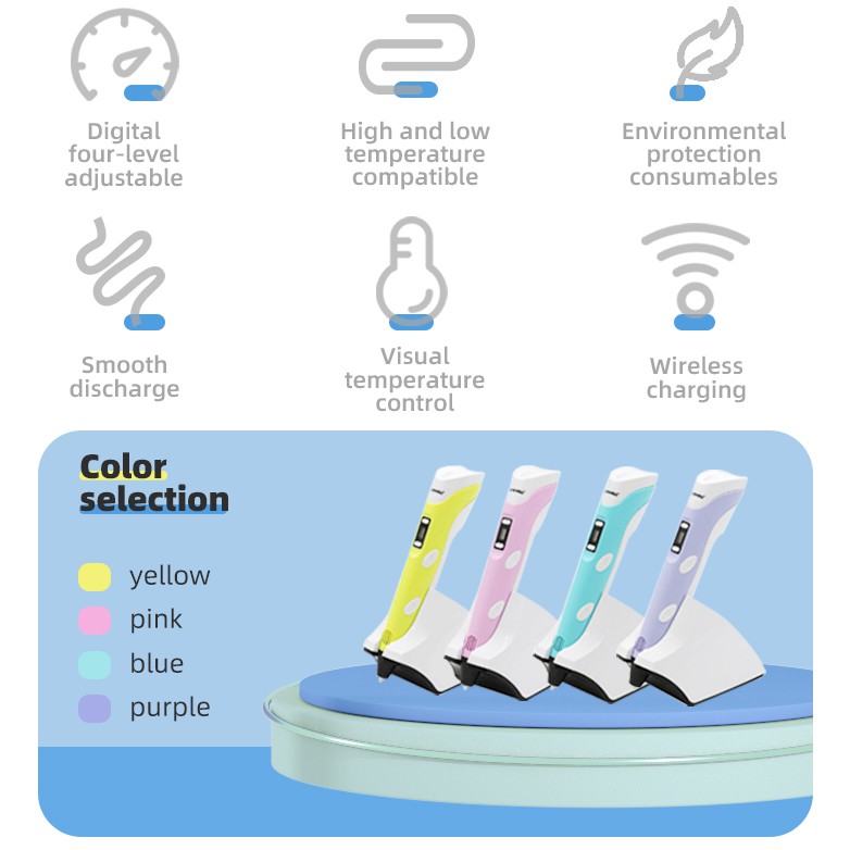 Myriwell wireless charging 3D pen Drawing Printer Pencil Printer Kit al ...