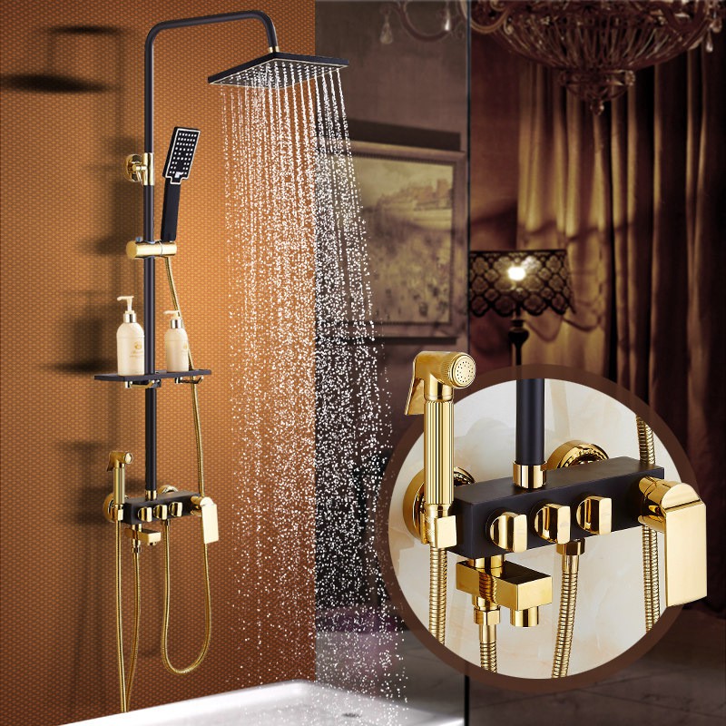 Shower Faucet en Black Bathroom Shower Set With Bidet Sprayer Mixer Tap ...