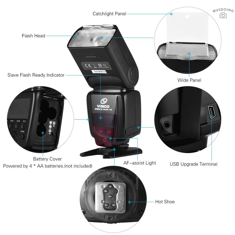 VISICO Camera Flash Speedlite TTL Speedlight Built-in 2.4G Wireless ...
