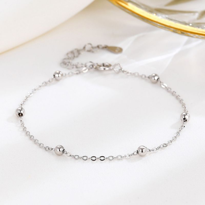 ins เครื่องประดับสไตล์เรียบง่าย s925 สร้อยข้อมือลูกปัดเงินอารมณ์ขนาดเล็กใสสไตล์มินิมอล ...