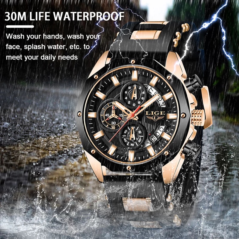 LIGE Sports Mens Watch Top Brand Luxury Waterproof Quartz Wristwatch ...