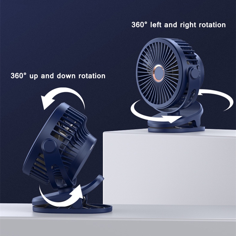 Mini 10000mAh Chargeable Clipped Fan 360 Rotation 4-speed Wind USB ...