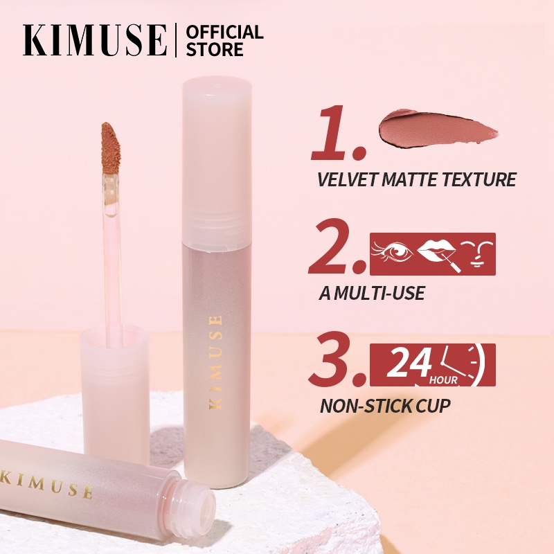 Kimuse ลิควิดลิปสติก เนื้อแมตต์ นุ่ม ไร้น้ําหนัก ลิปครีม ชุ่มชื้น ติดทน ...