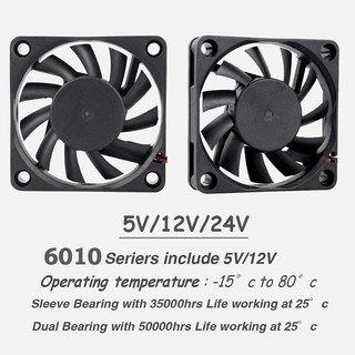 2 Pieces 5V 12V 24V 60mm 6010 DC Fan 60x60x10mm 6cm Cooling Cooler Fan Computer PC CPU Case ...