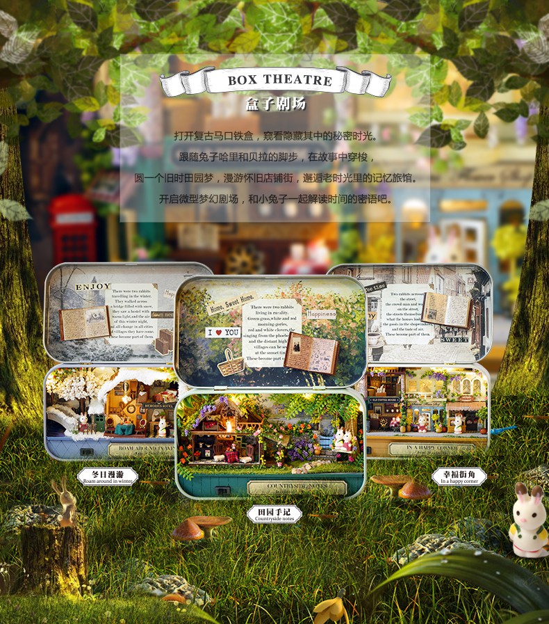 Wisdom Fun House diy hut box theater ของเล่นทำมือบ้านจิ๋วประกอบโมเดลส่ง ...