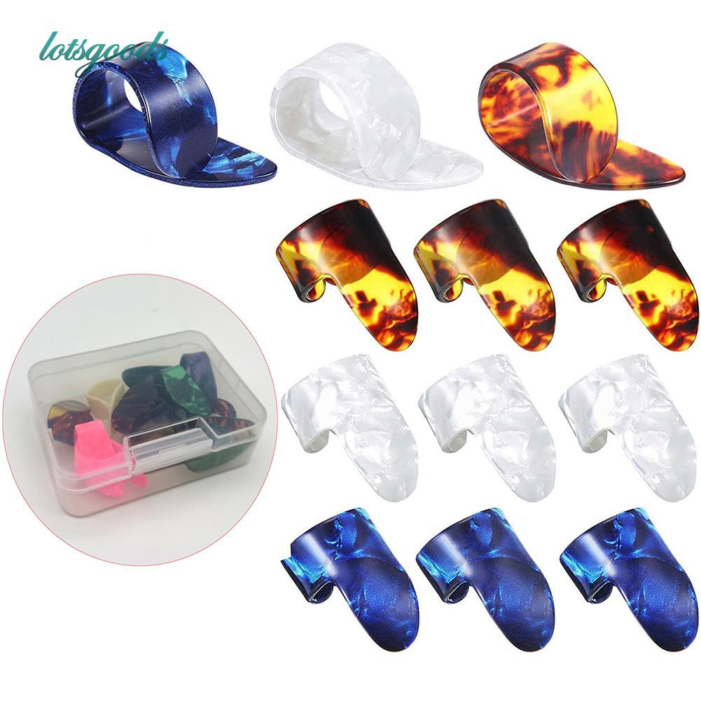 (Lo) 12x ปิ๊กกีต้าร์ Plectrums Sheath Thumb Finger สําหรับเบสไฟฟ้าอะคู ...