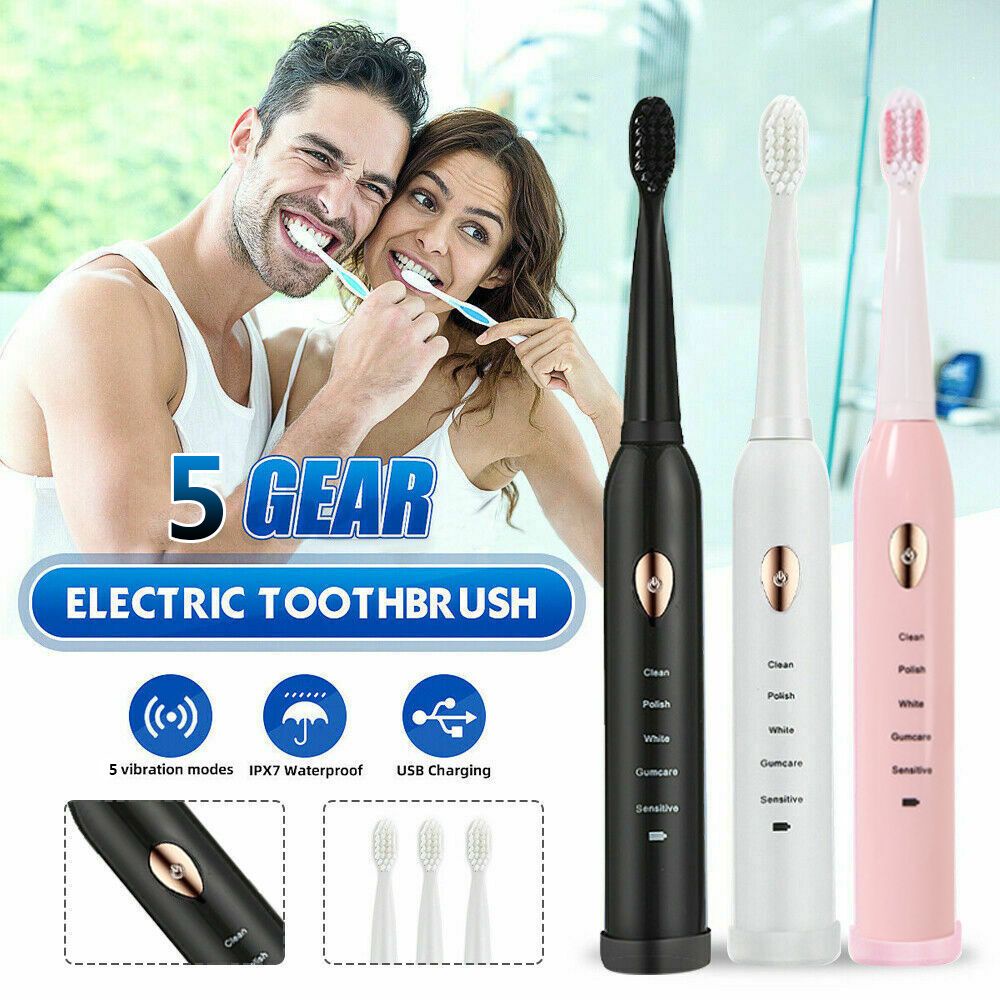 FUTURE???? 4 Brush Heads Electric Toothbrush IPX7 Waterproof Timer Brush Sonic Toothbrushes Easy ...