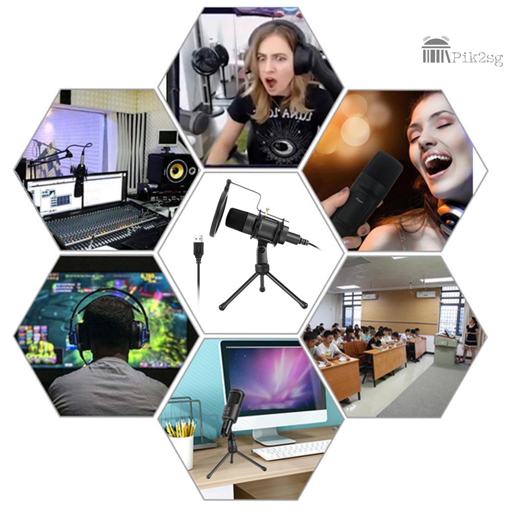 pik2sg USB Microphone Computer PC Desktop Microphone Condenser Mic with ...